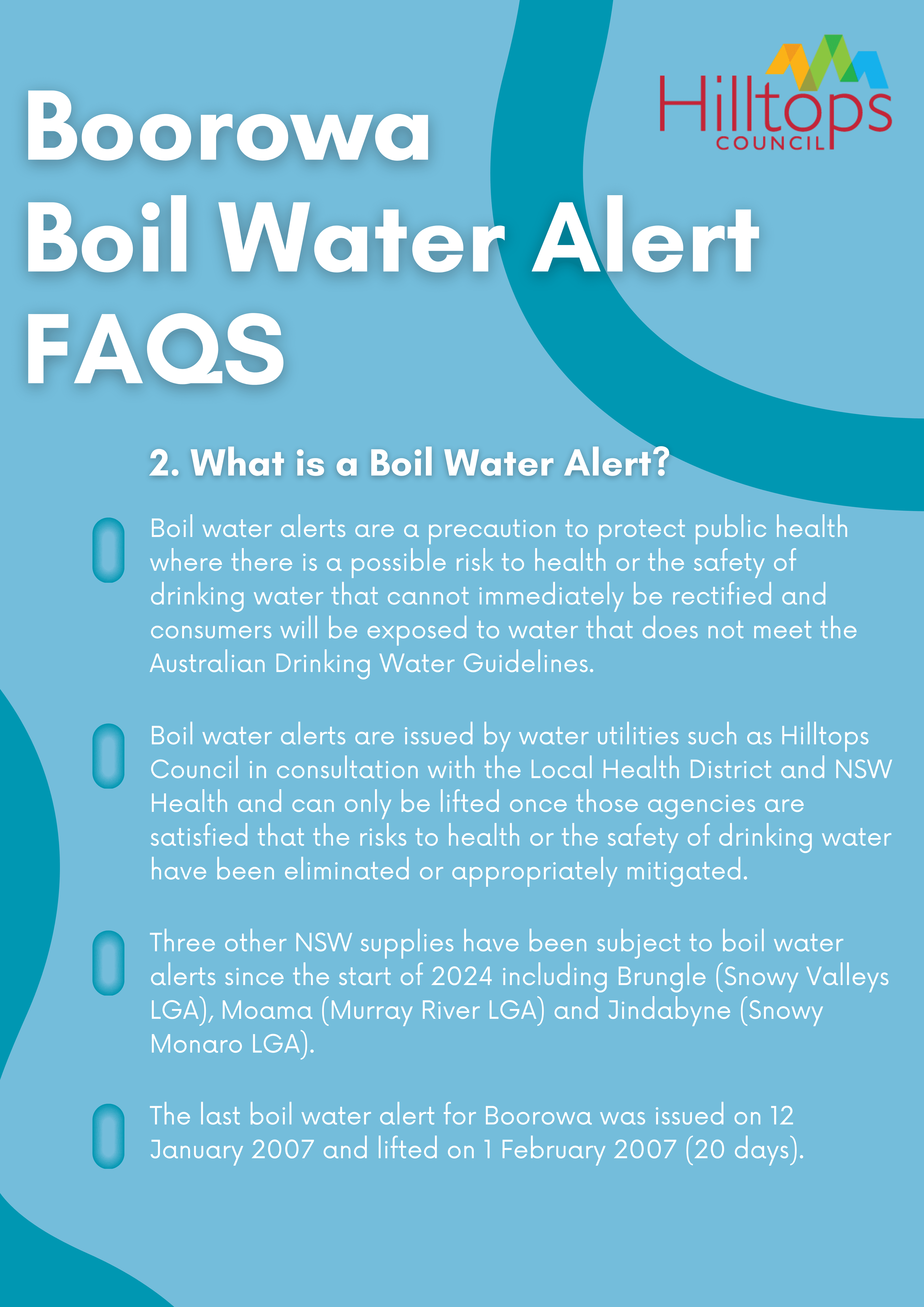 Boorowa Boil Water FAQS - 8 February 2024 - Hilltops Council